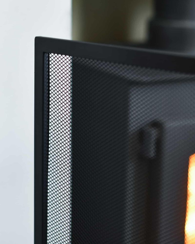 Black Central Arched Three Fold Fire Guard with Mesh | Black Country ...