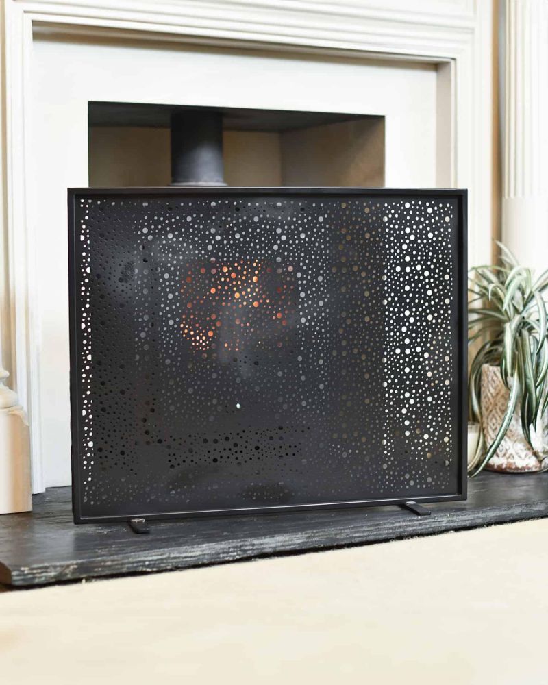 Black Circular Cut-Out Single Panel Fire Guard | Black Country Metalworks