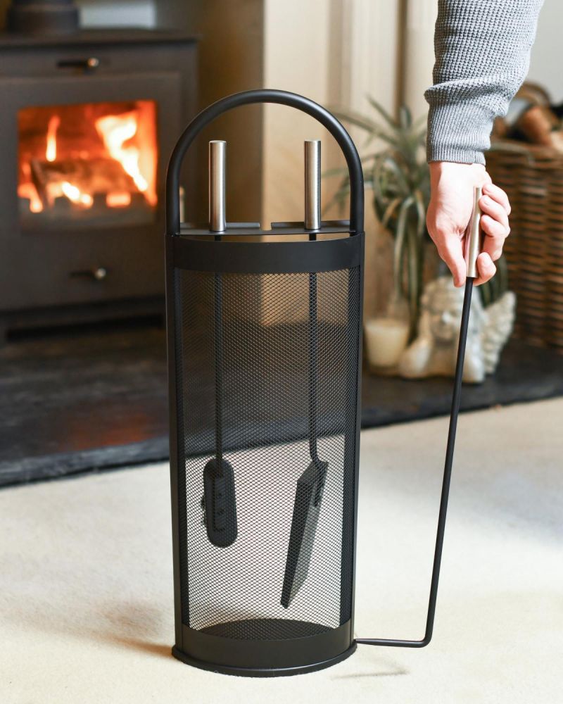 Black Contemporary Arched Three-Piece Companion Set | Black Country ...