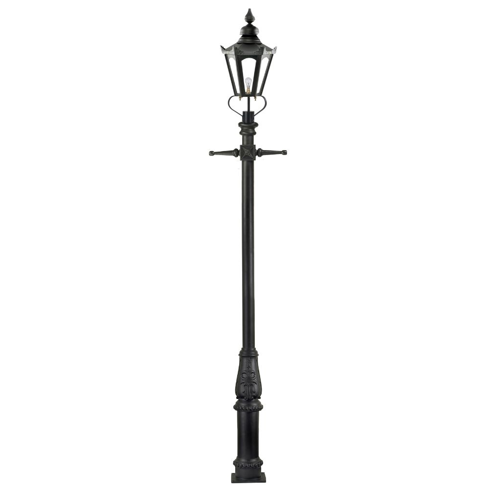 Black Concordia Hexagonal Extra Large Lantern & Lamp Post Set | Black ...
