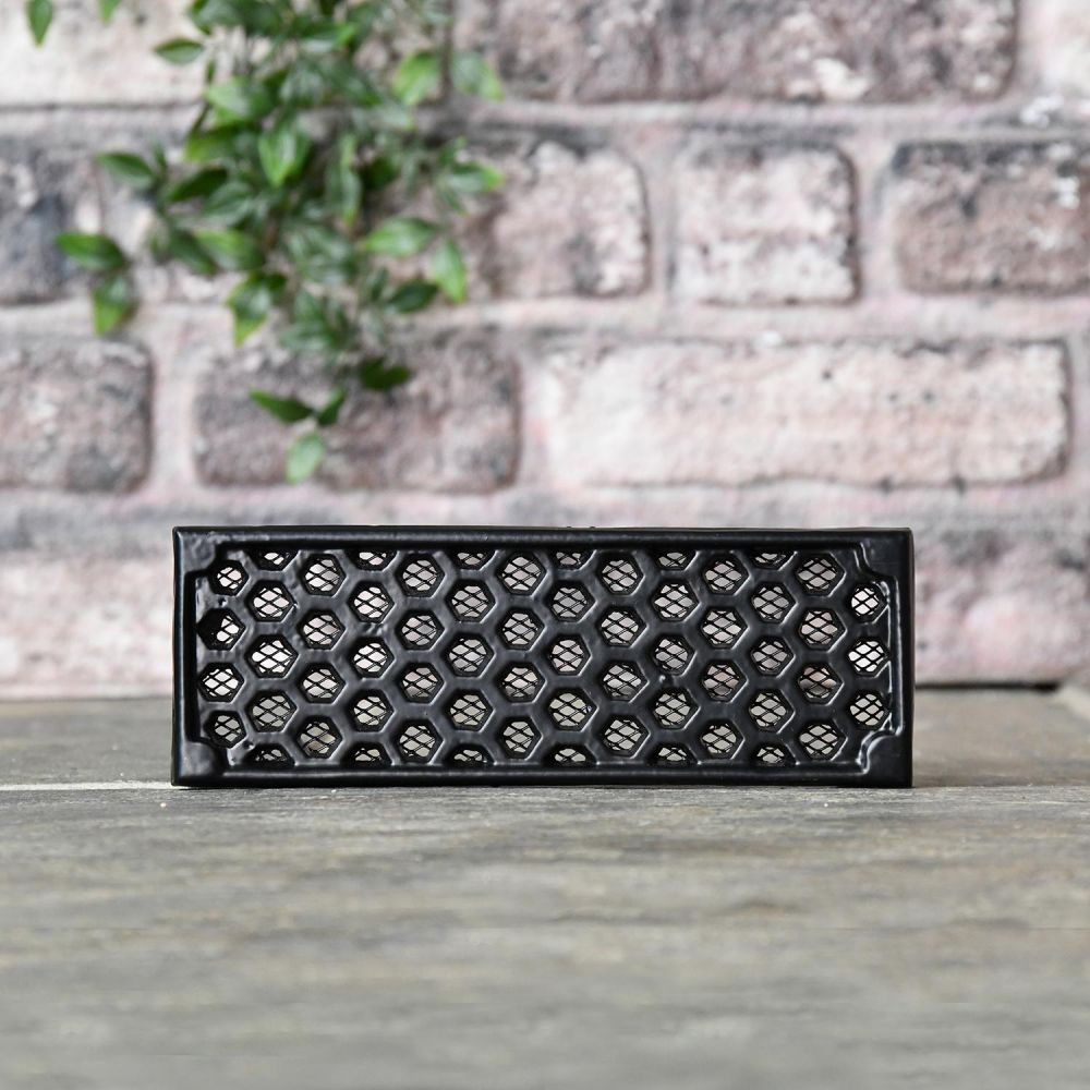 Black "Honeycomb" Cast Iron Air Brick 9" x 3" with Mesh Guard | Black ...