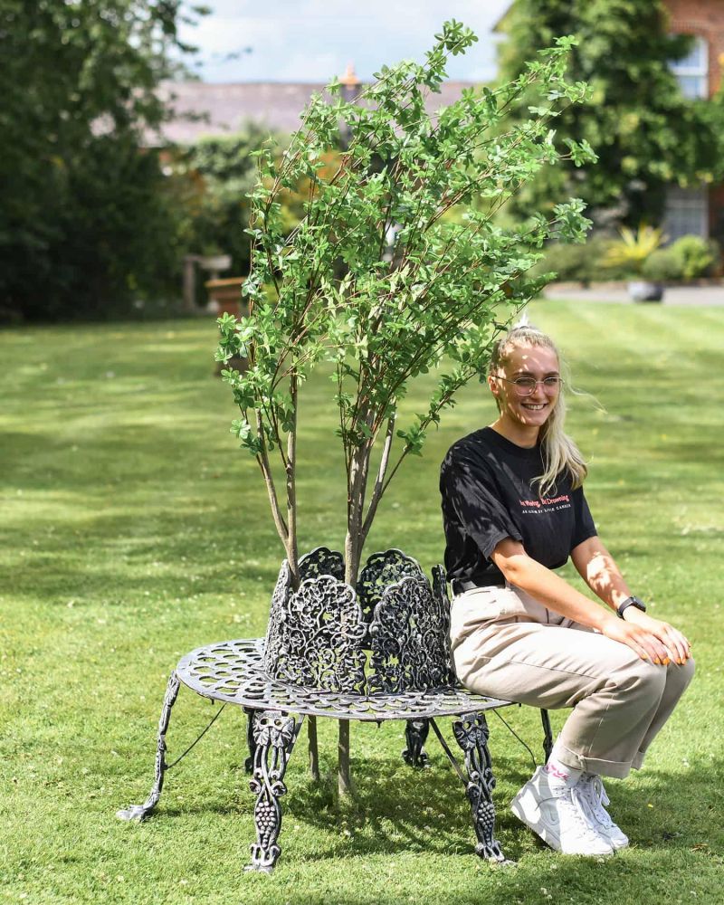 Black & Silver Ornate Tree Seat | Black Country Metalworks