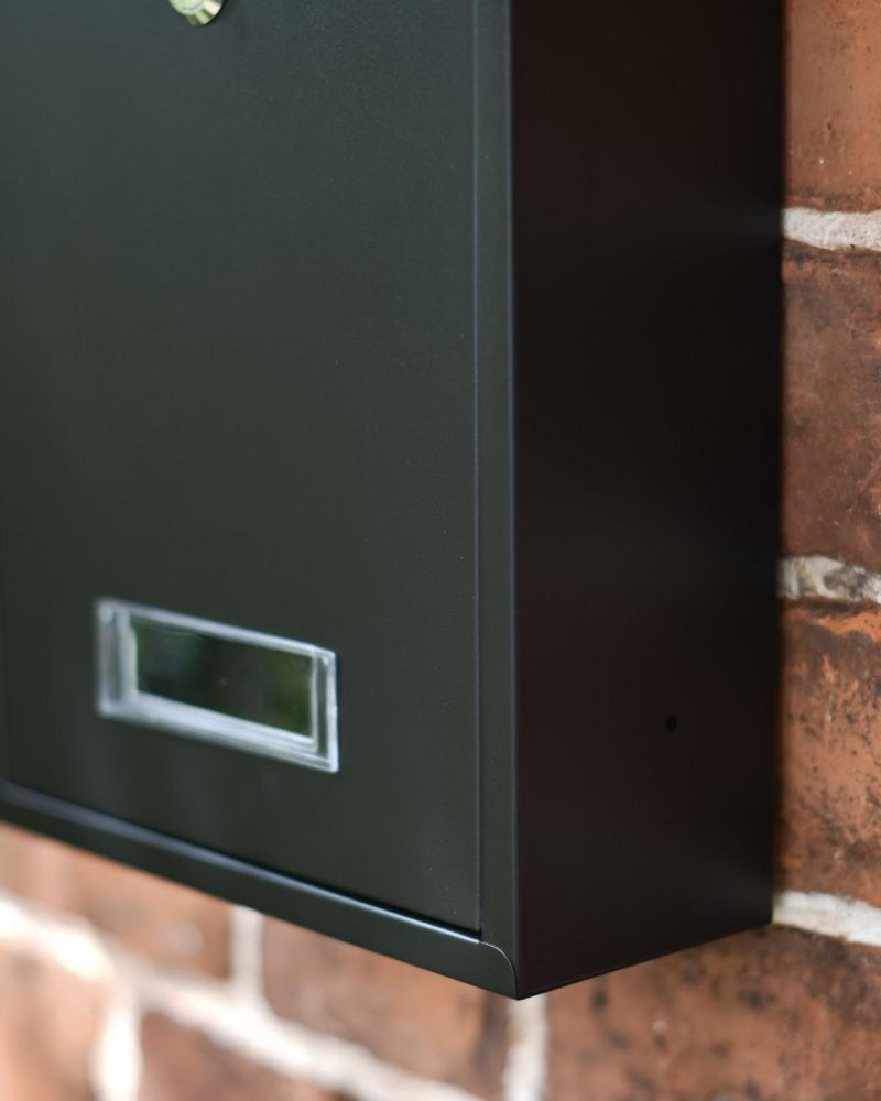 Black Slim Steel Rectangular Wall Mounted Post Box with Lock | Black ...