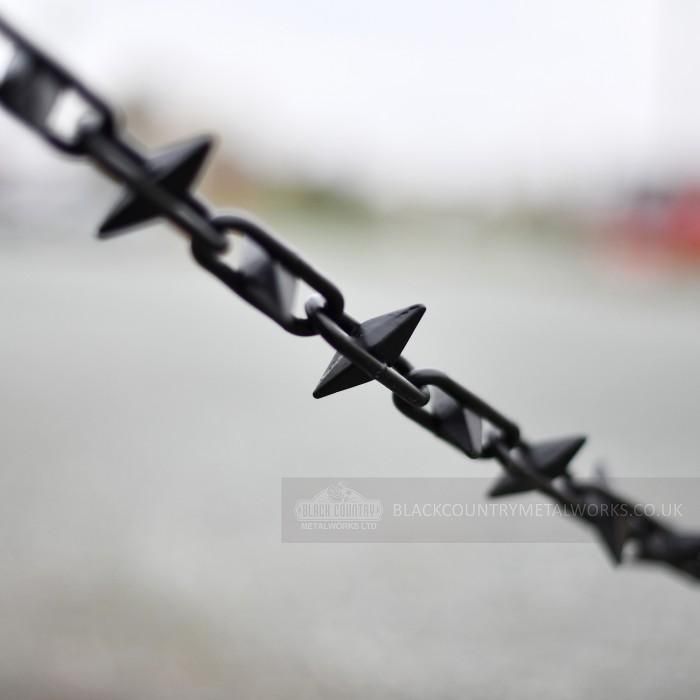 Black Steel Spiked Chains (Sold Per Metre) - Every Link Spikes | Black ...