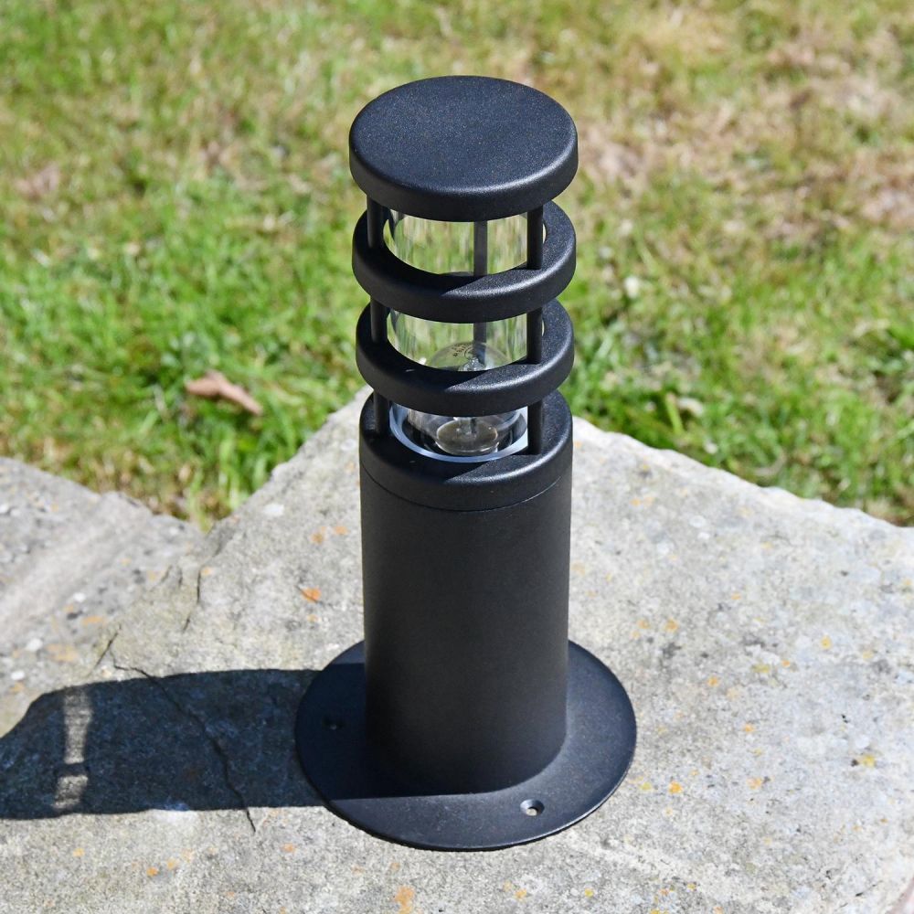 "Kinross" Black Stainless Steel Contemporary Pedestal Light 31cm ...