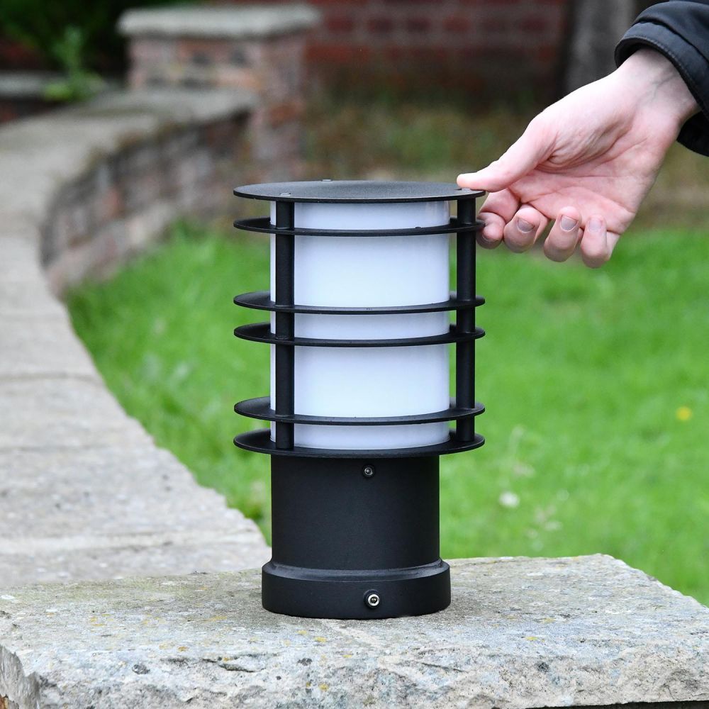 "Riverfront" Black Steel Low Level Bollard Light 28cm | Black Country ...