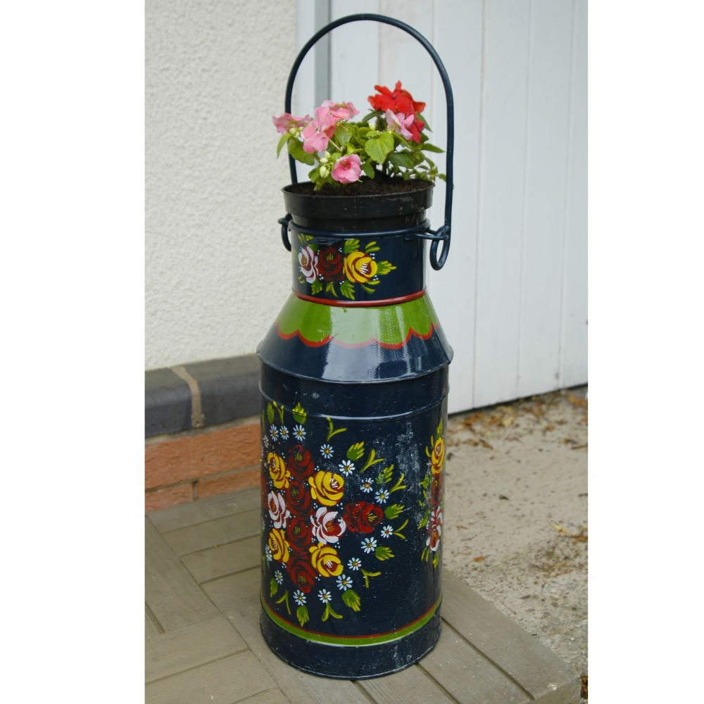 Medium Blue Narrowboat Milk Churn - 40cm | Black Country Metalworks