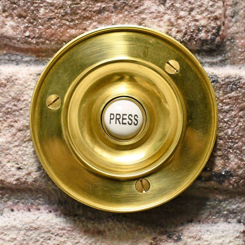 'Chelsea' Polished Brass Circular Bell Push | Black Country Metalworks