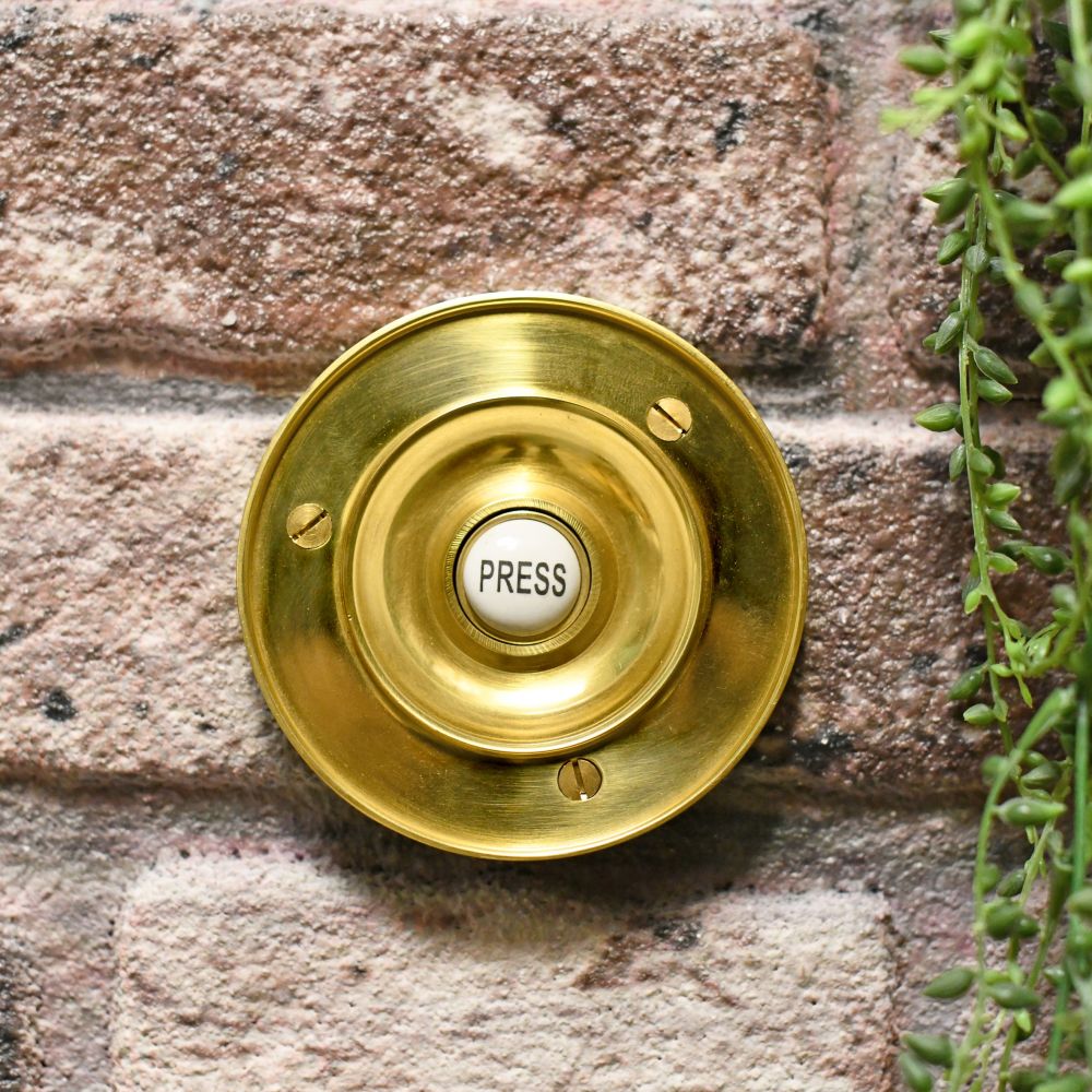 'Chelsea' Polished Brass Circular Bell Push | Black Country Metalworks