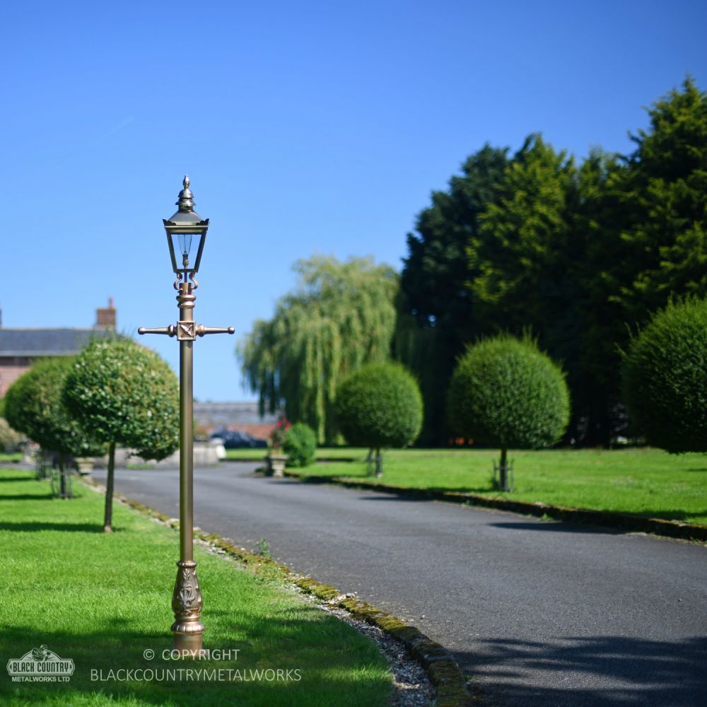 Gold and Brass Finish Harrogate Lamp Post 2.25m | Black Country Metalworks