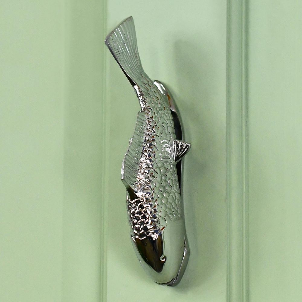 Bright Chrome Fish Door Knocker | Black Country Metalworks