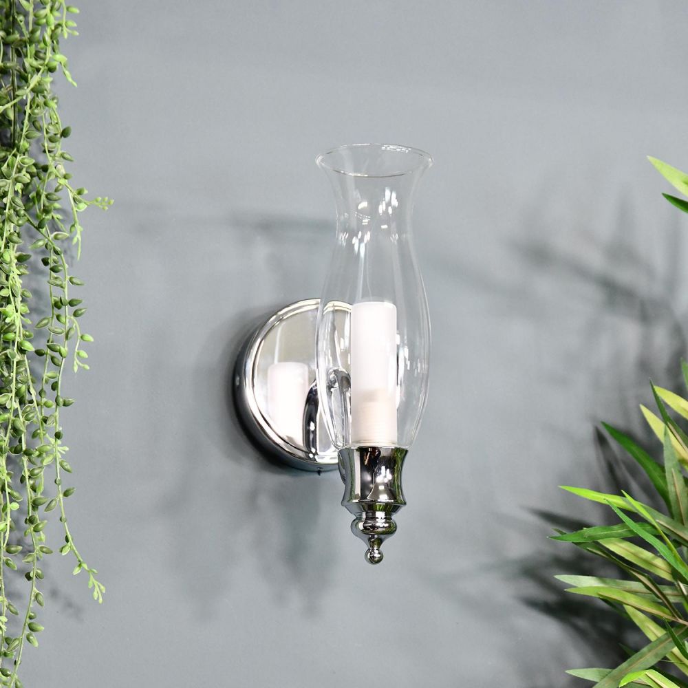 Bright Chrome Old Style Gas Lamp Bathroom Wall Light | Black Country ...