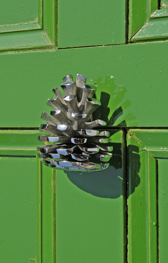 Bright Chrome Pine Cone Door Knocker | Black Country Metalworks