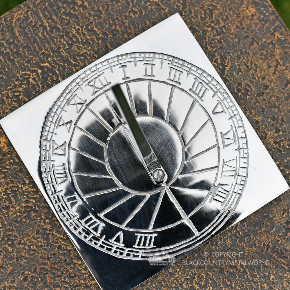 Bright Chrome 'Rising Sun' Sundial - 120mm | Black Country Metalworks