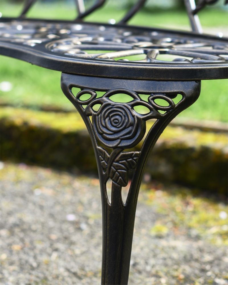 Cast Aluminium "Tri-Floral" Bronze Two Seater Garden Bench | Black ...