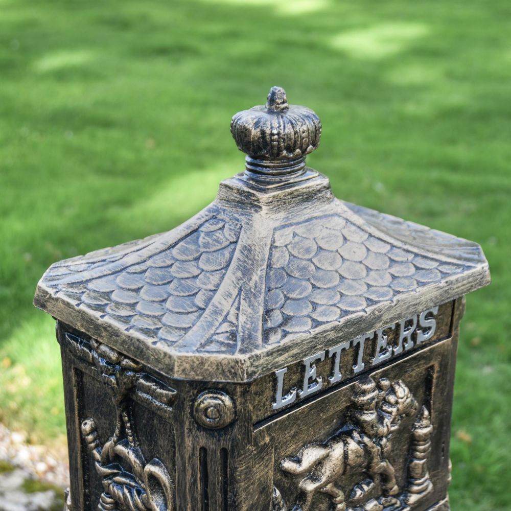 Brushed Gold "Huntingdon" Victorian Post Box with Stand | Black Country ...