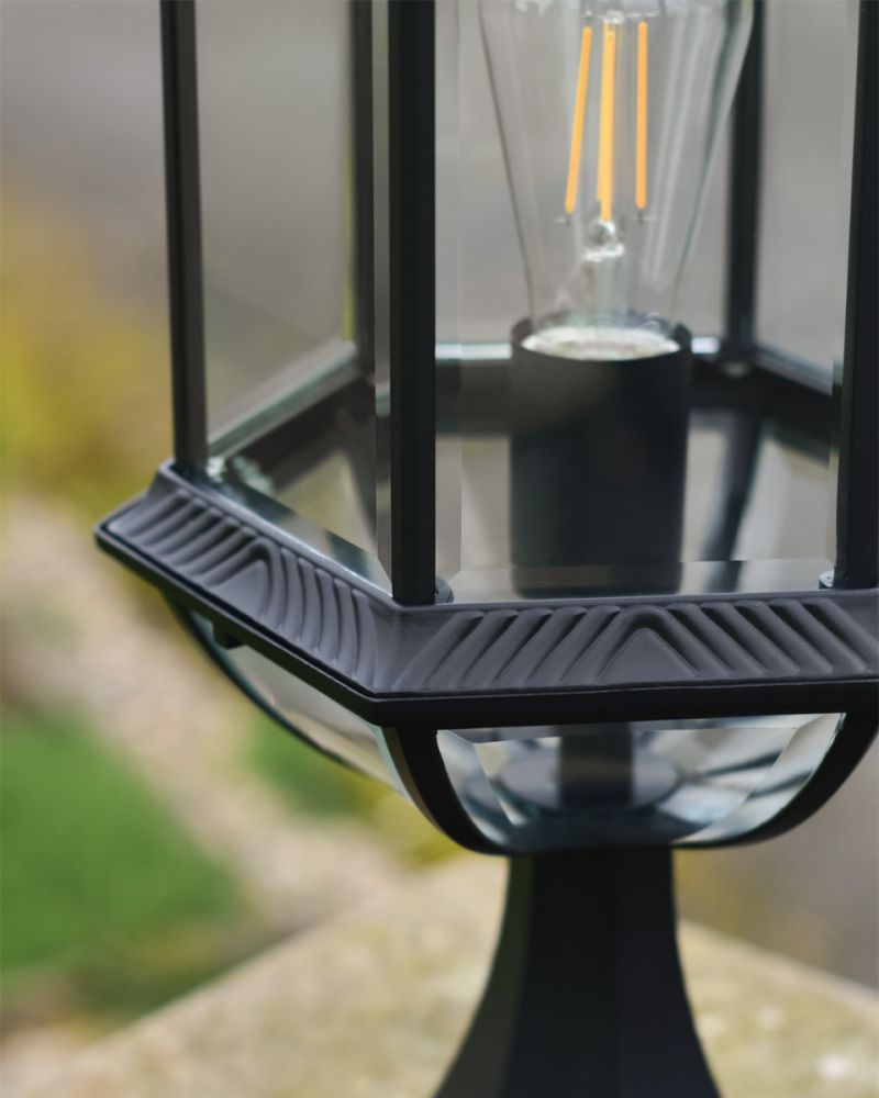 Glass 'Dome' Pillar Light - 60cm | Black Country Metalworks