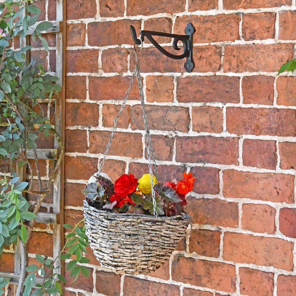 Black Scroll Iron Hanging Basket Bracket | Black Country Metalworks