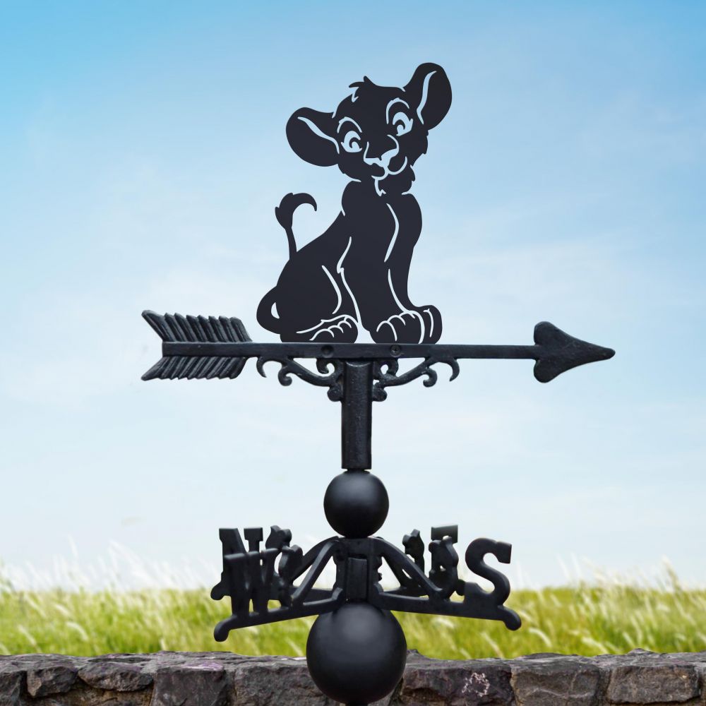 Cartoon Lion Cub Weathervane | Black Country Metalworks