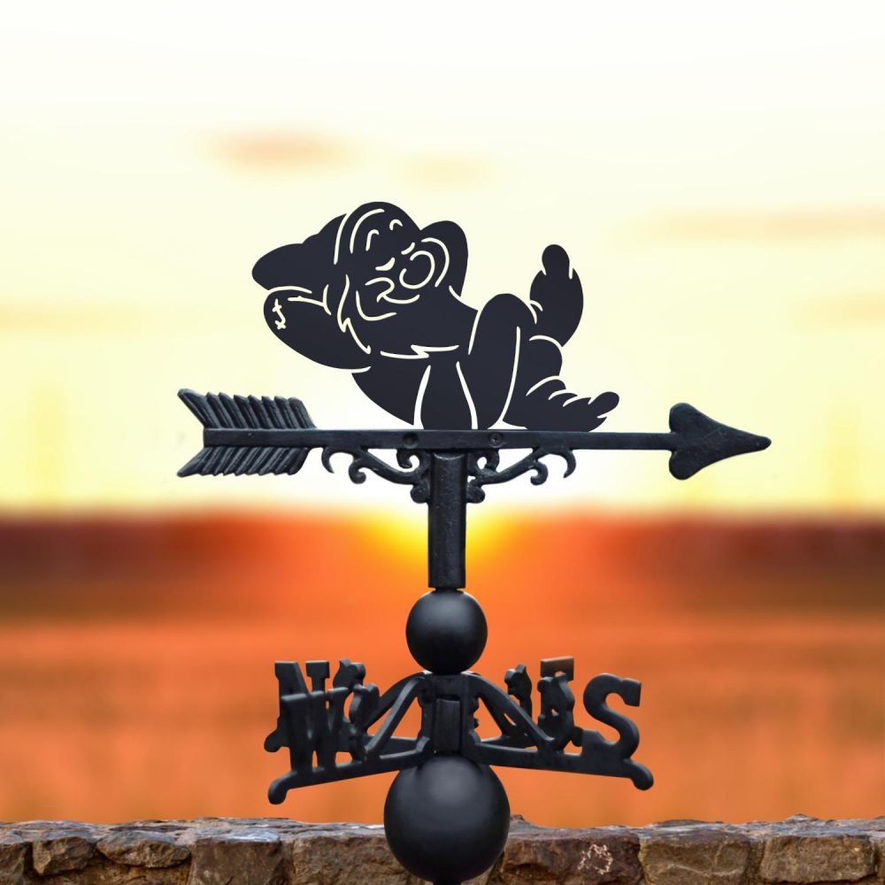 Cartoon "Sleeping" Dwarf Weathervane | Black Country Metalworks