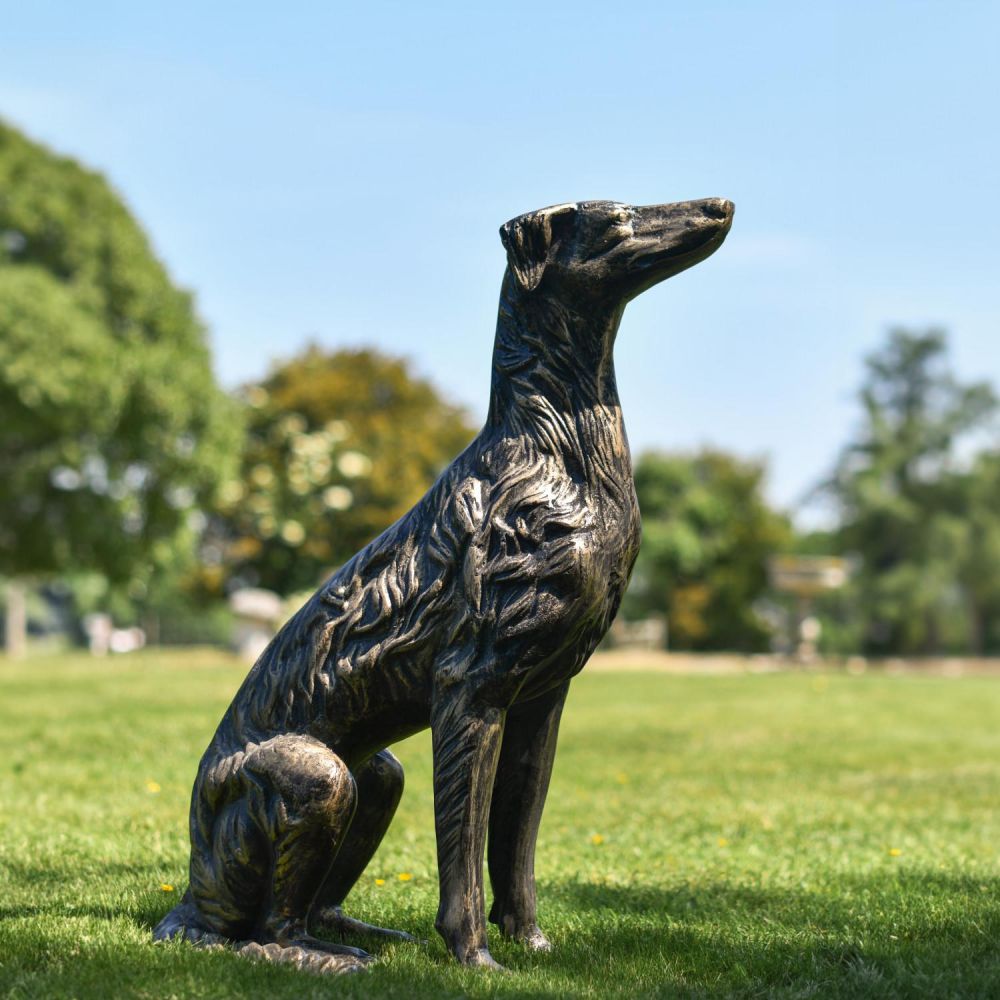 Dog Sculptures For Gardens Sitting Hound' Steel Metal Dog Sculpture