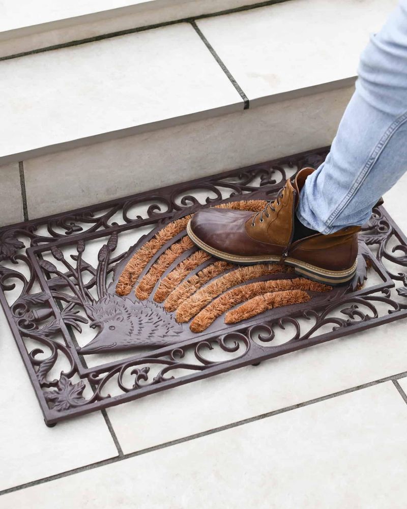 Cast Iron 2-in-1 "Harry the Hedgehog" Rectangular Doormat & Boot ...