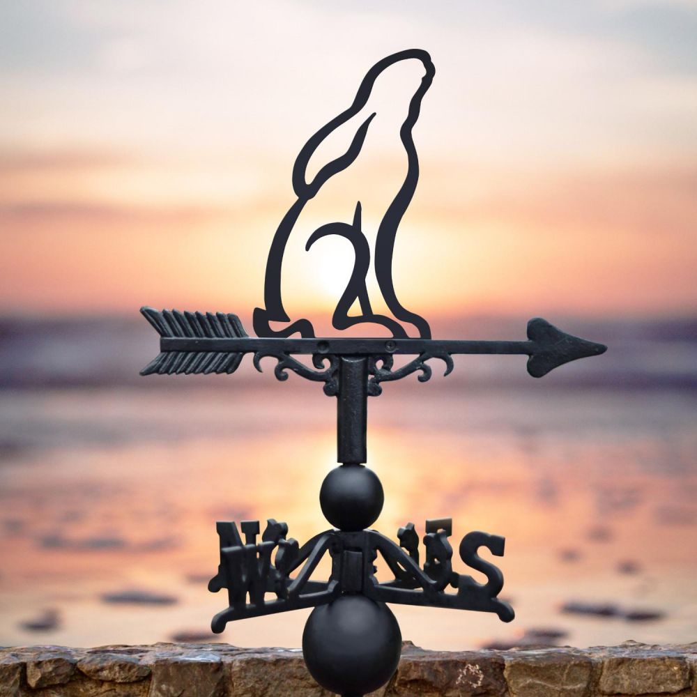 Cast Iron & Steel "Contemporary" Gazing Hare Weathervane | Black ...