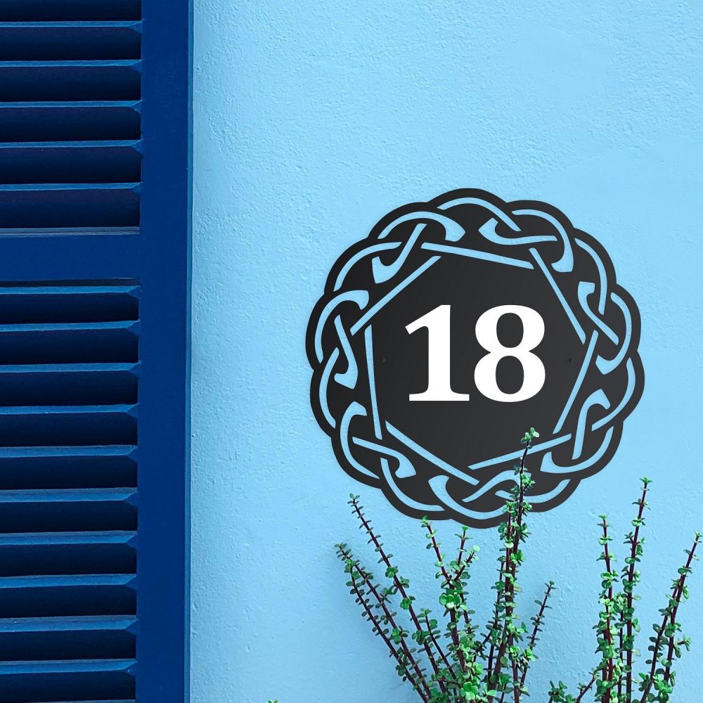 Circular Celtic Iron House Number Sign | Black Country Metalworks