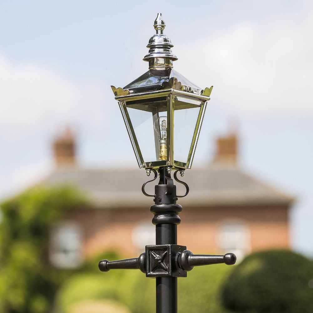 Harrogate Bright Chrome Lamp Post 2.25m | Black Country Metalworks
