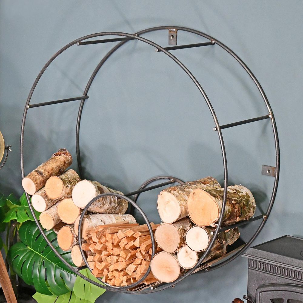 Circular Iron Wall Mounted Log Holder | Black Country Metalworks