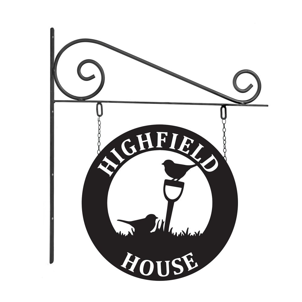 Circular Steel Robins Hanging House Name Sign | Black Country Metalworks