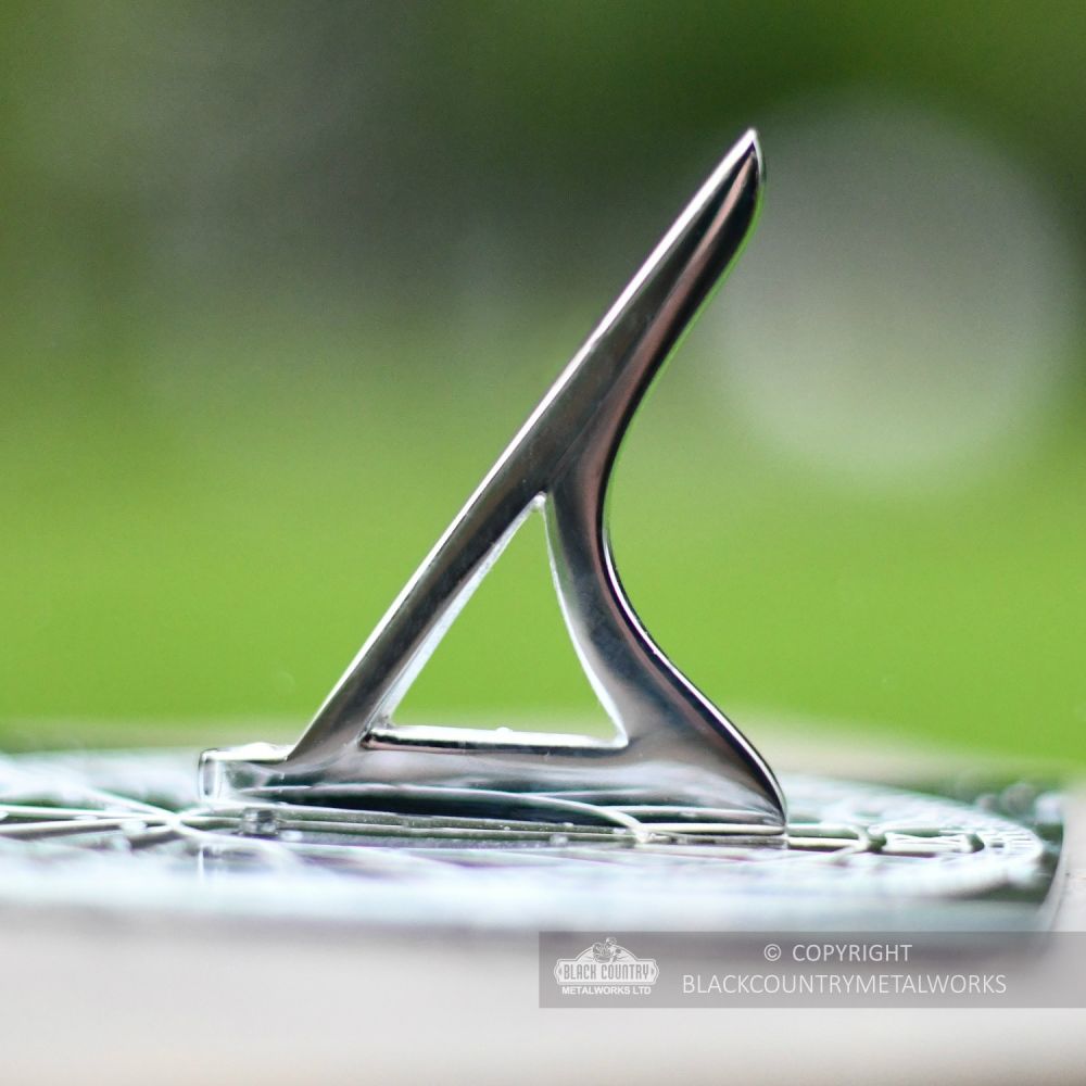 Bright Chrome 'Rising Sun' Sundial - 120mm | Black Country Metalworks