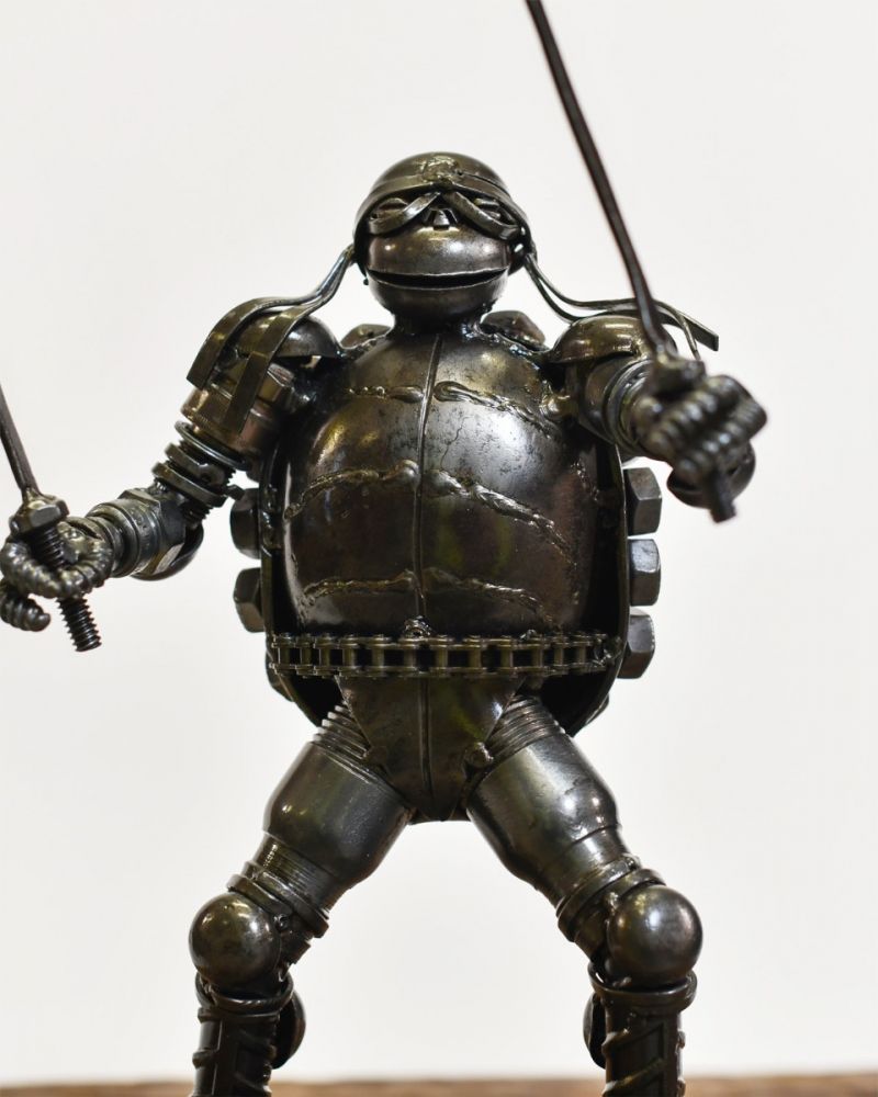 Scrap Metal "Antonio" Fighting Turtle Ornament | Black Country Metalworks