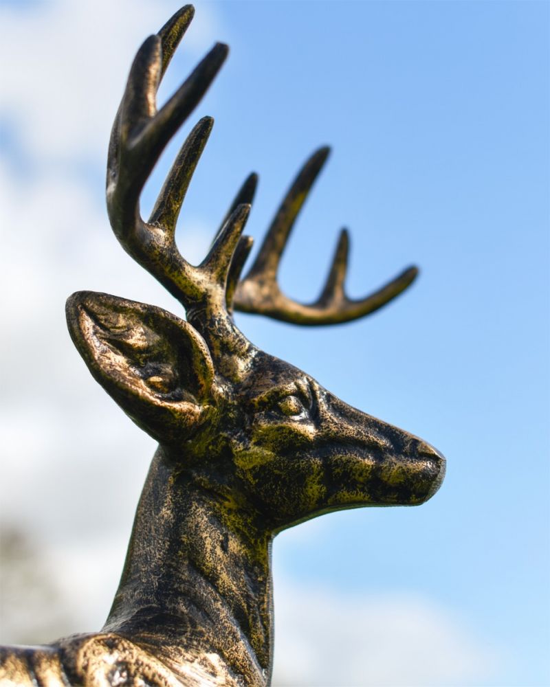 Brushed Gold "Winston" Stag Garden Sculpture | Black Country Metalworks