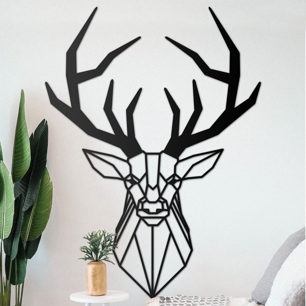 Geometric Stag Steel Wall Art | Black Country Metalworks