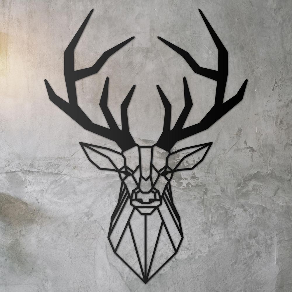 Geometric Stag Steel Wall Art | Black Country Metalworks