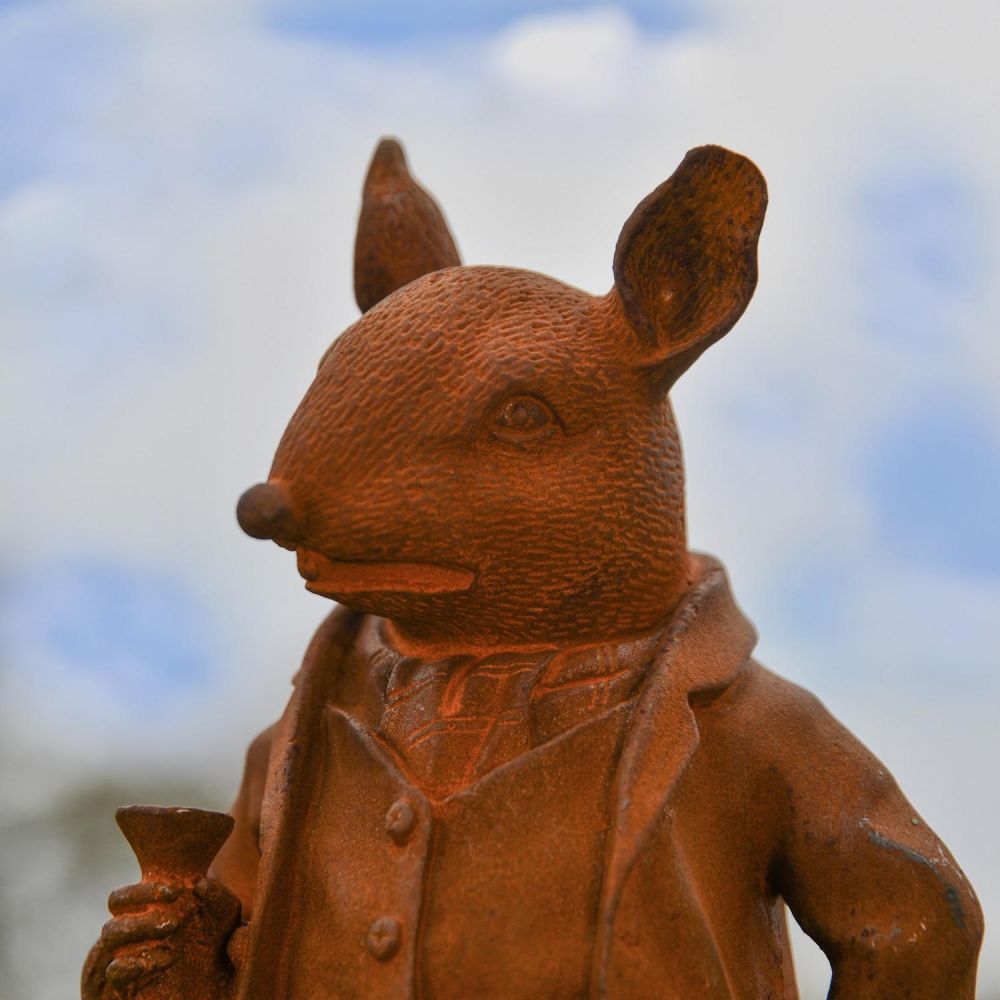 Rustic Cast Iron Mouse in Suit Sculpture- Small | Black Country Metalworks