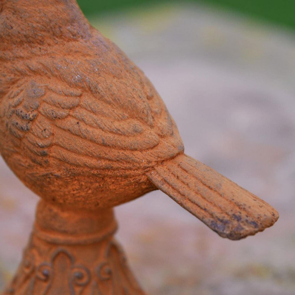 Rustic Cast Iron Perched Bird with King's Crown Sculpture | Black ...
