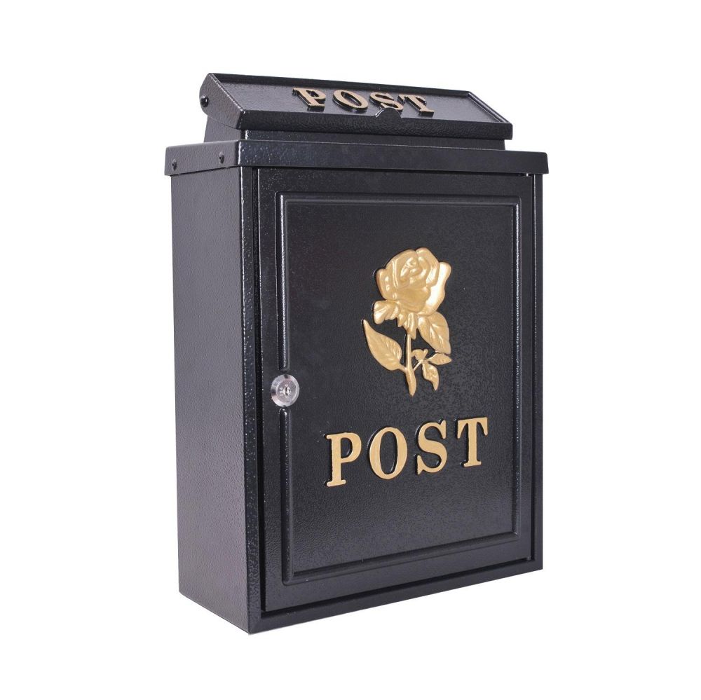 Gold Rose "Oxford" Wall Mounted Post Box | Black Country Metalworks