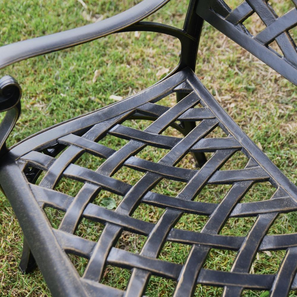 Brushed Gold 'Thorpe' Two Seater Garden Bench | Black Country Metalworks