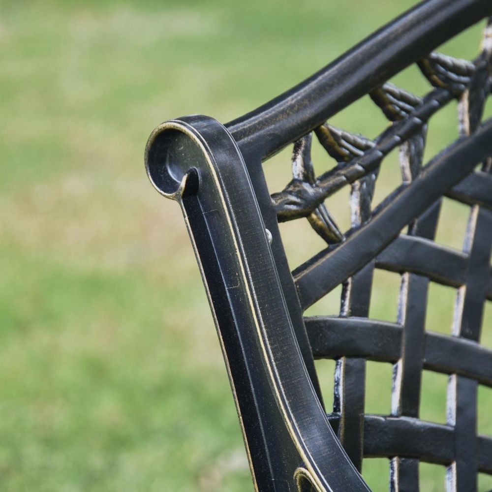 Brushed Gold 'Thorpe' Two Seater Garden Bench | Black Country Metalworks