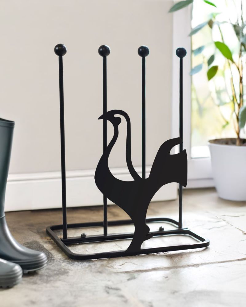 Contemporary Wolf Head Steel Boot Rack | Black Country Metalworks