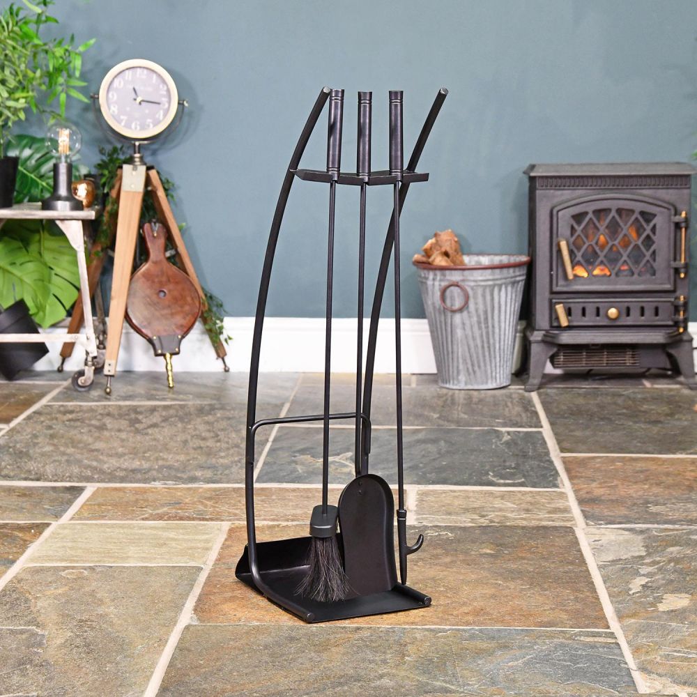 Contemporary Curved Fireside Companion Set | Black Country Metalworks