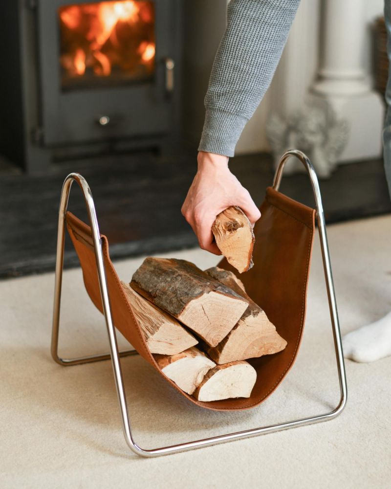 Contemporary Steel "Cradle" Design Log Holder | Black Country Metalworks