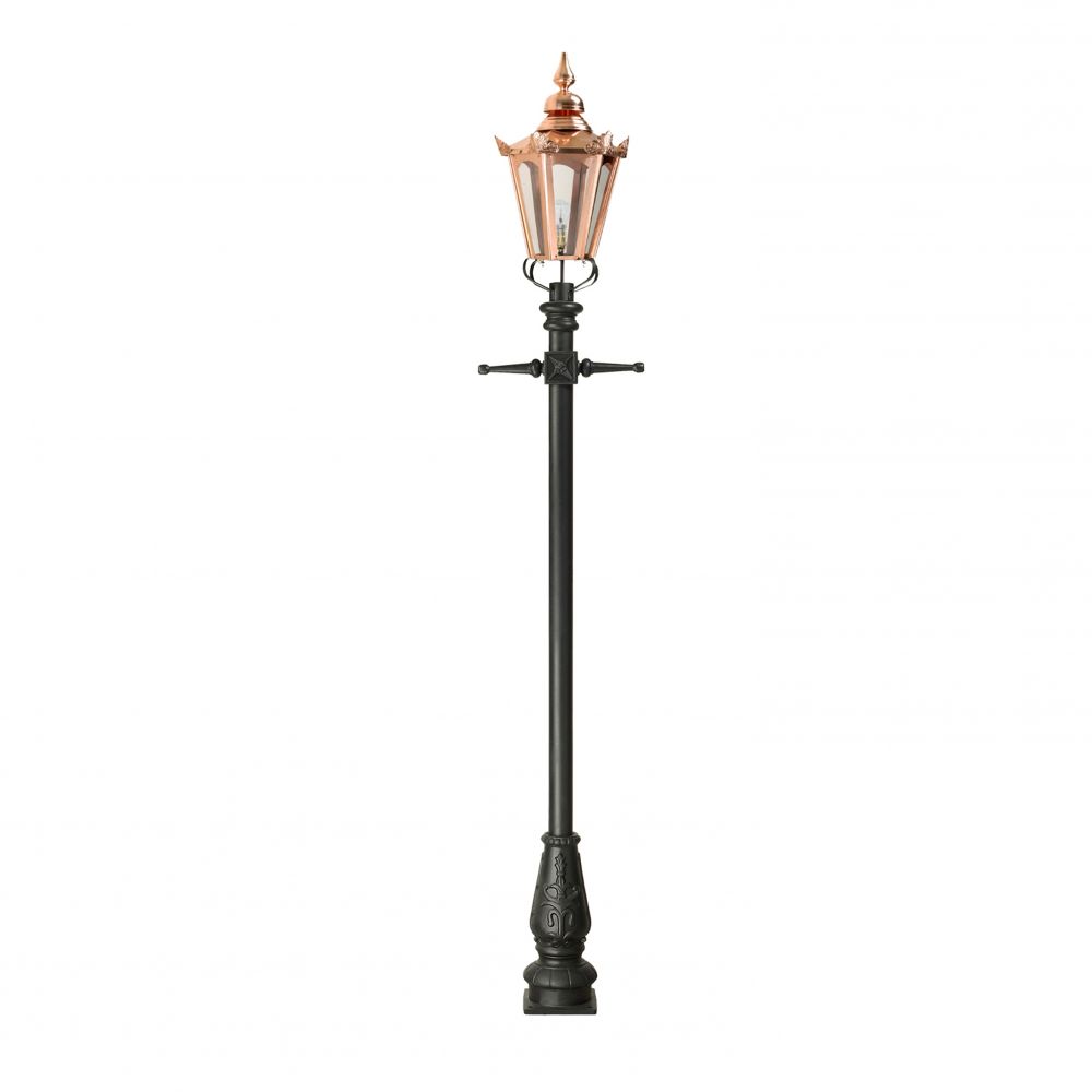 Concordia Hexagonal Copper Lamp Post & Lantern Set 3.225m | Black ...
