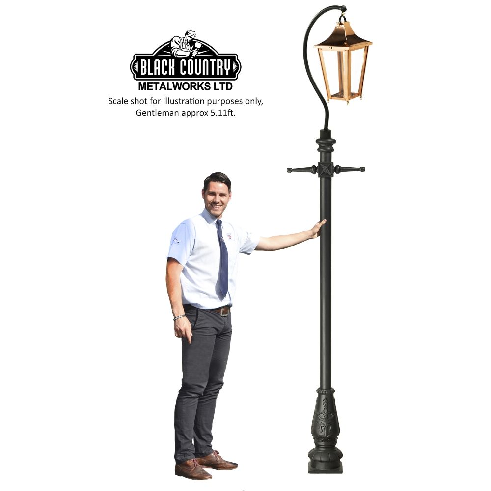 Copper Lincoln Swan Neck & Lamp Post 2.9m | Black Country Metalworks