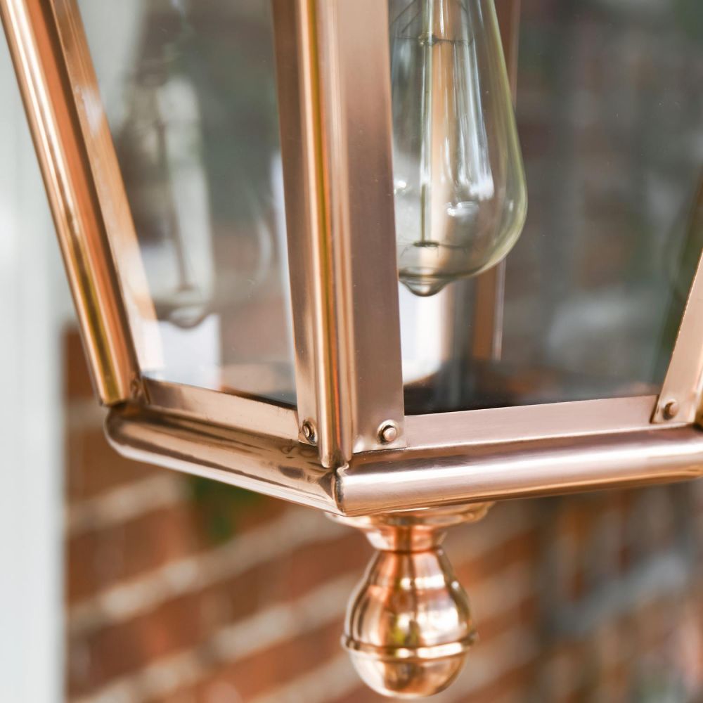 Copper Victorian lantern hanging on chain | Black Country Metalworks