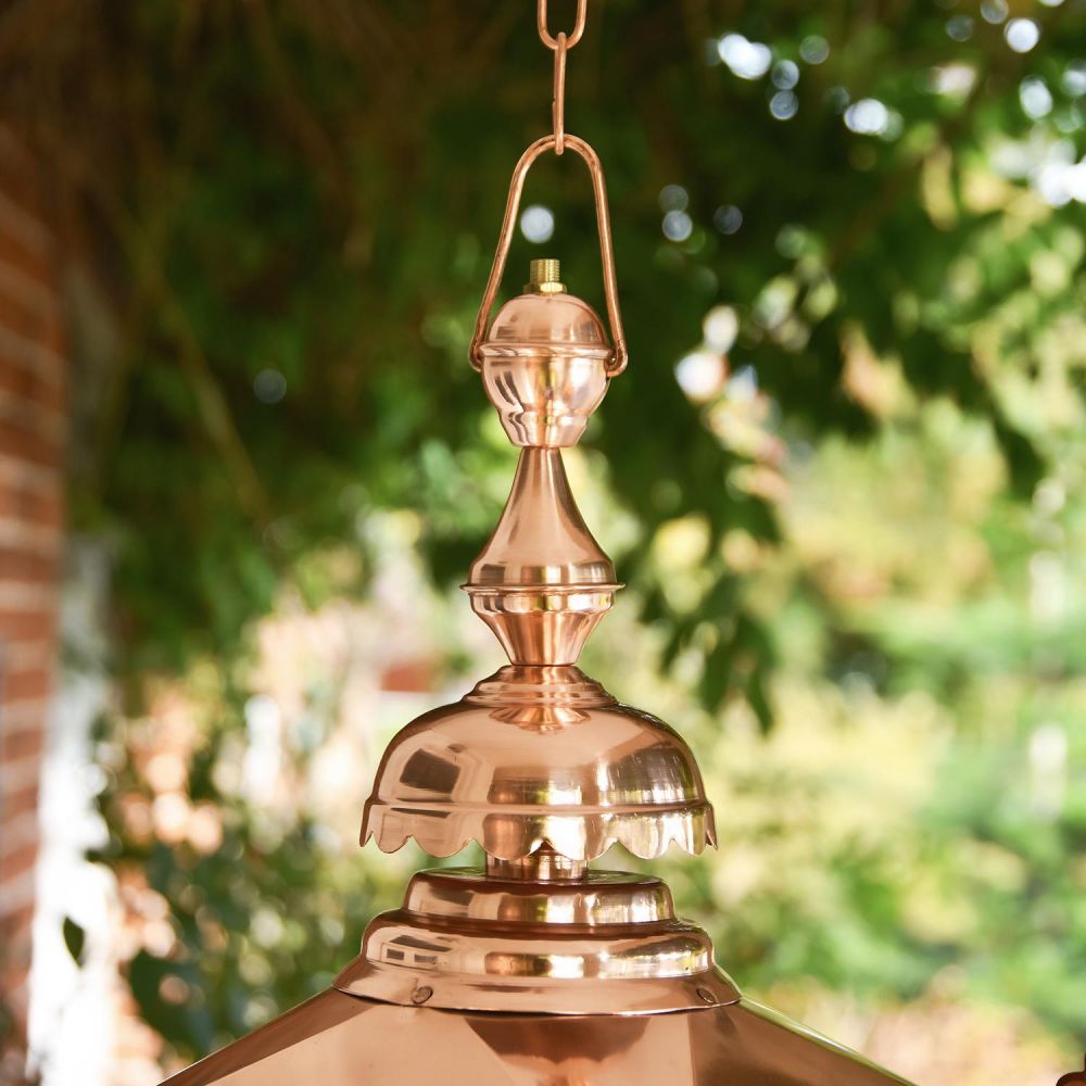 Copper Victorian lantern hanging on chain | Black Country Metalworks