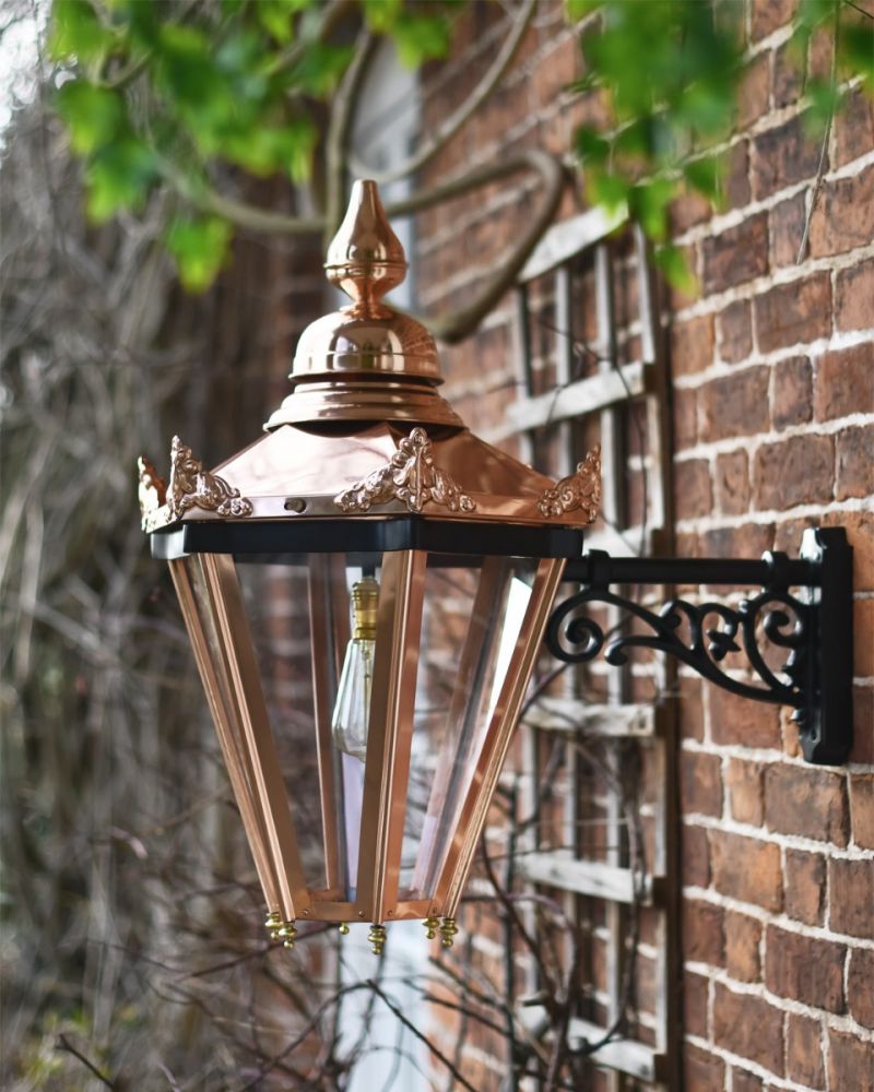 Copper "Brampton" Hexagonal Lantern With Bracket | Black Country Metalworks