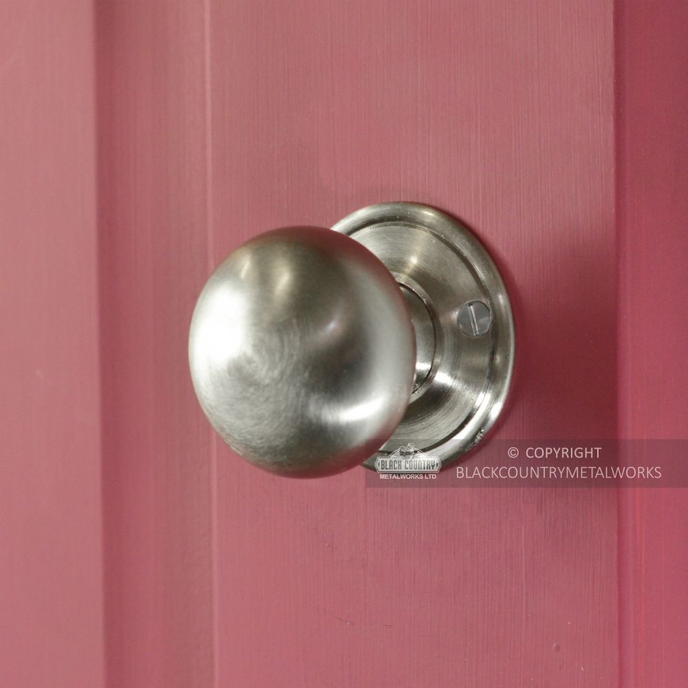 Round Brushed Nickel Door Knobs | Black Country Metalworks